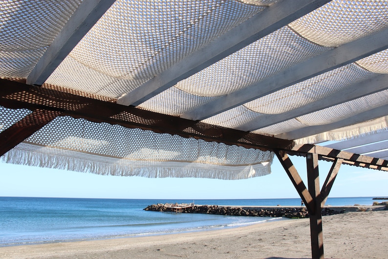 Boho Style Macrame Cover With Fringe Shade Canopy for Patio , Backyard ...