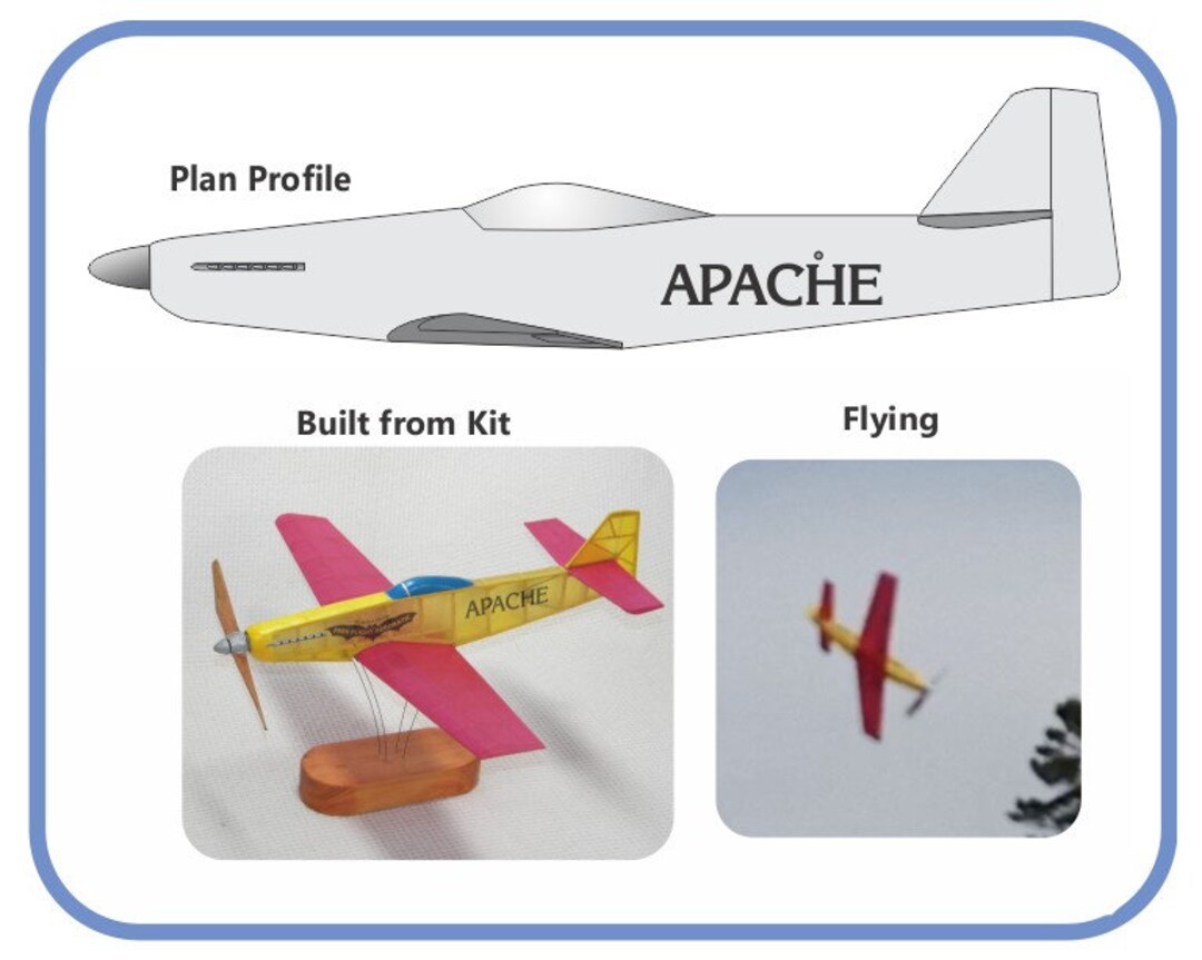 Apache, Rubber Powered Free Flight Aerobatic Flying Model Kit. From ...