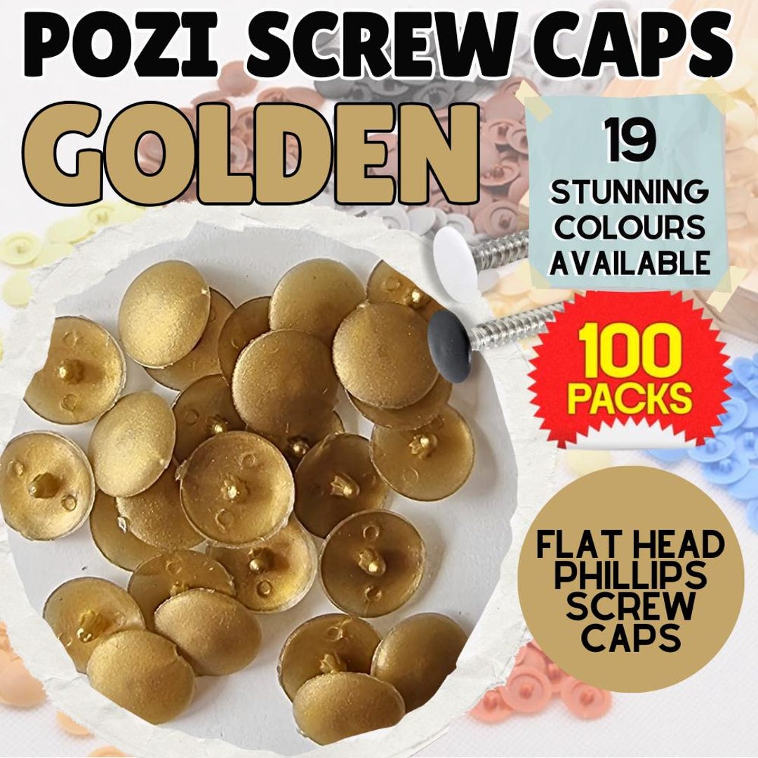 Golden Plastic Screw Cap Covers: Push Fit, 6-8 Gauge - Pack of 100 - Etsy
