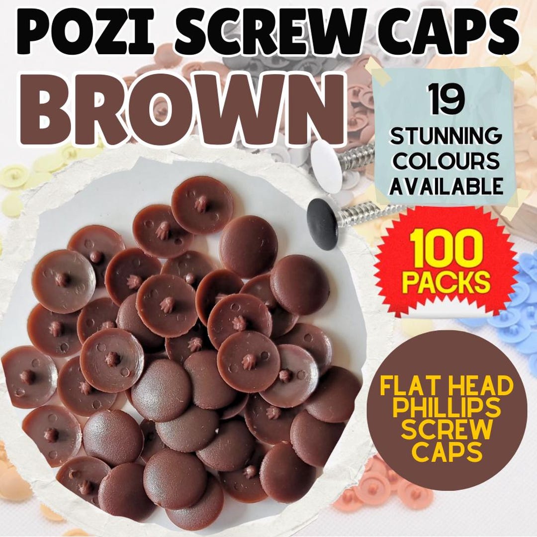 Brown Plastic Screw Cap Covers: Push Fit, 6-8 Gauge - Pack of 100 - Etsy