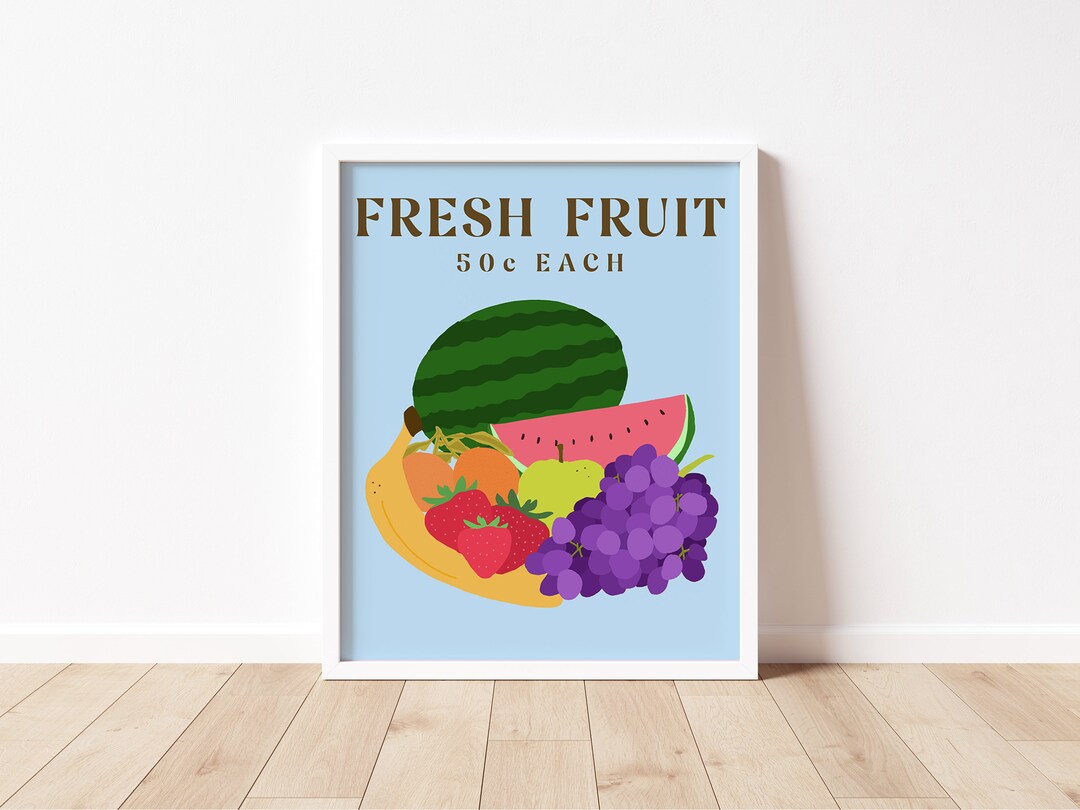 Retro Fresh Fruit Poster, Colorful Kitchen Art (digital Download) - Etsy