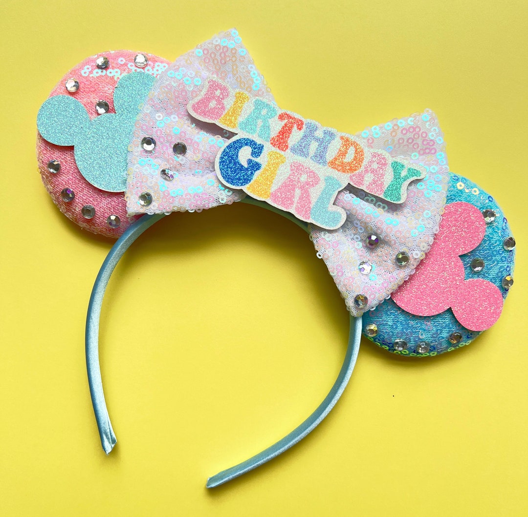 Pink & Blue Birthday Girl Disney Ears, Birthday Party Minnie Ears ...