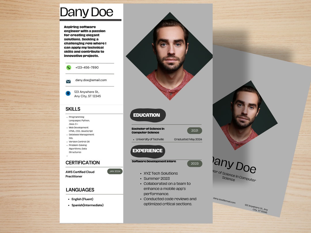 Resume Template With Photo, Resume and Cover Letter Template ...