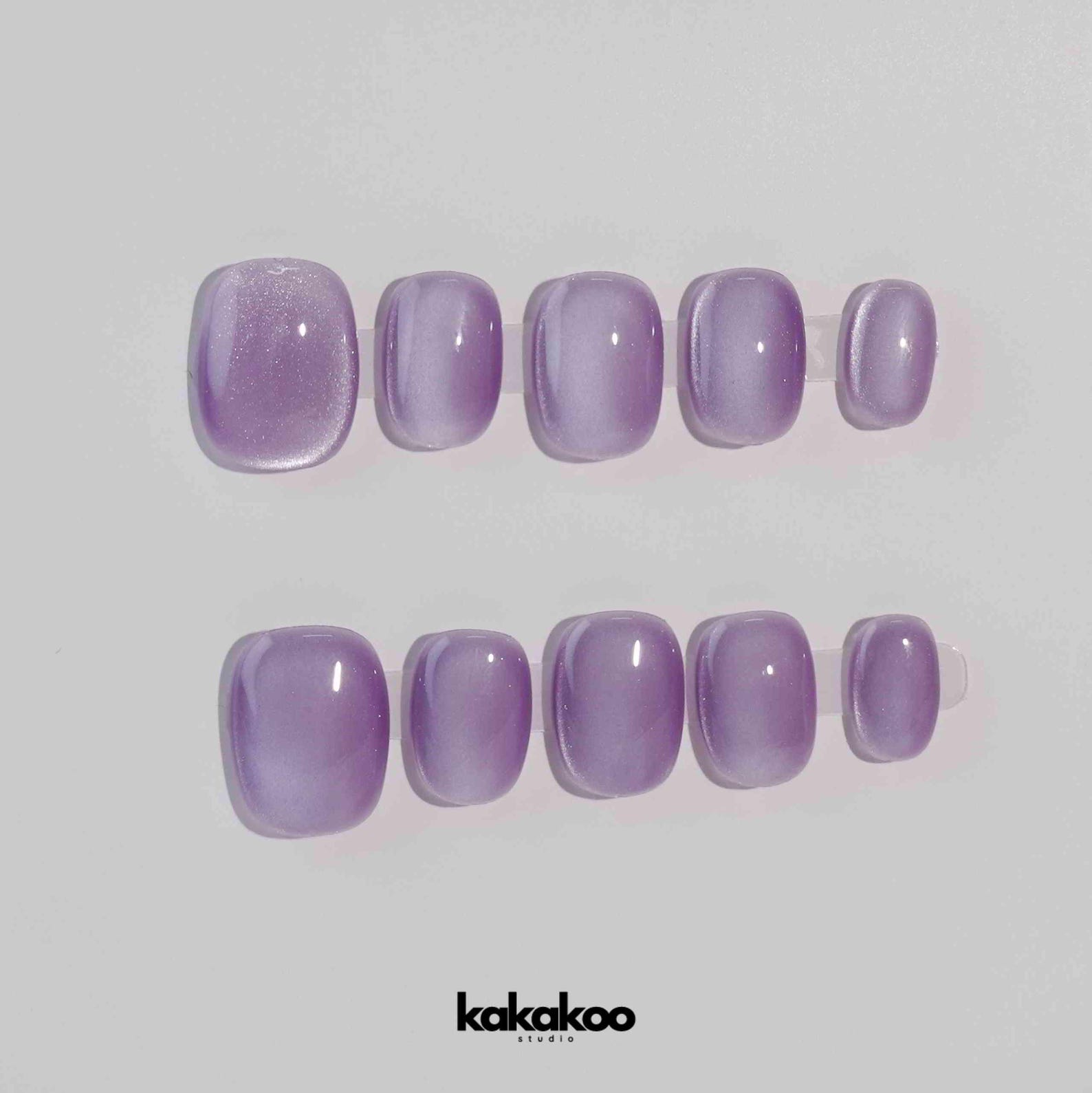Purple Cat Eyes Nails Elegant Gradient Purple Press-on Nails High ...