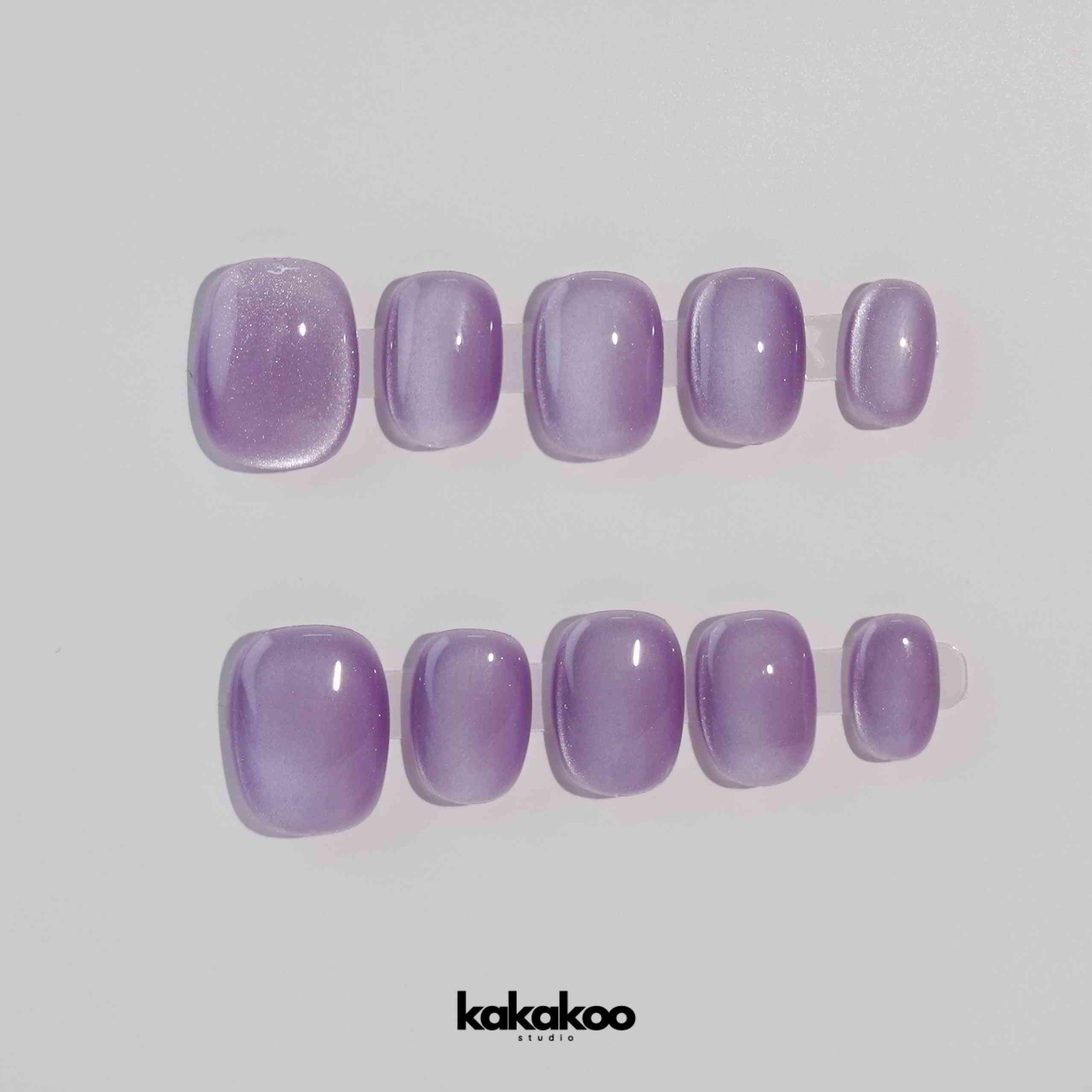 Purple Cat Eyes Nails Elegant Gradient Purple Press-on Nails High ...
