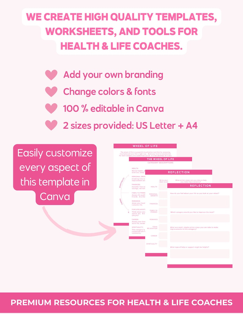 Wheel of Life TEMPLATE: Health Coaching Template | Client Worksheets ...
