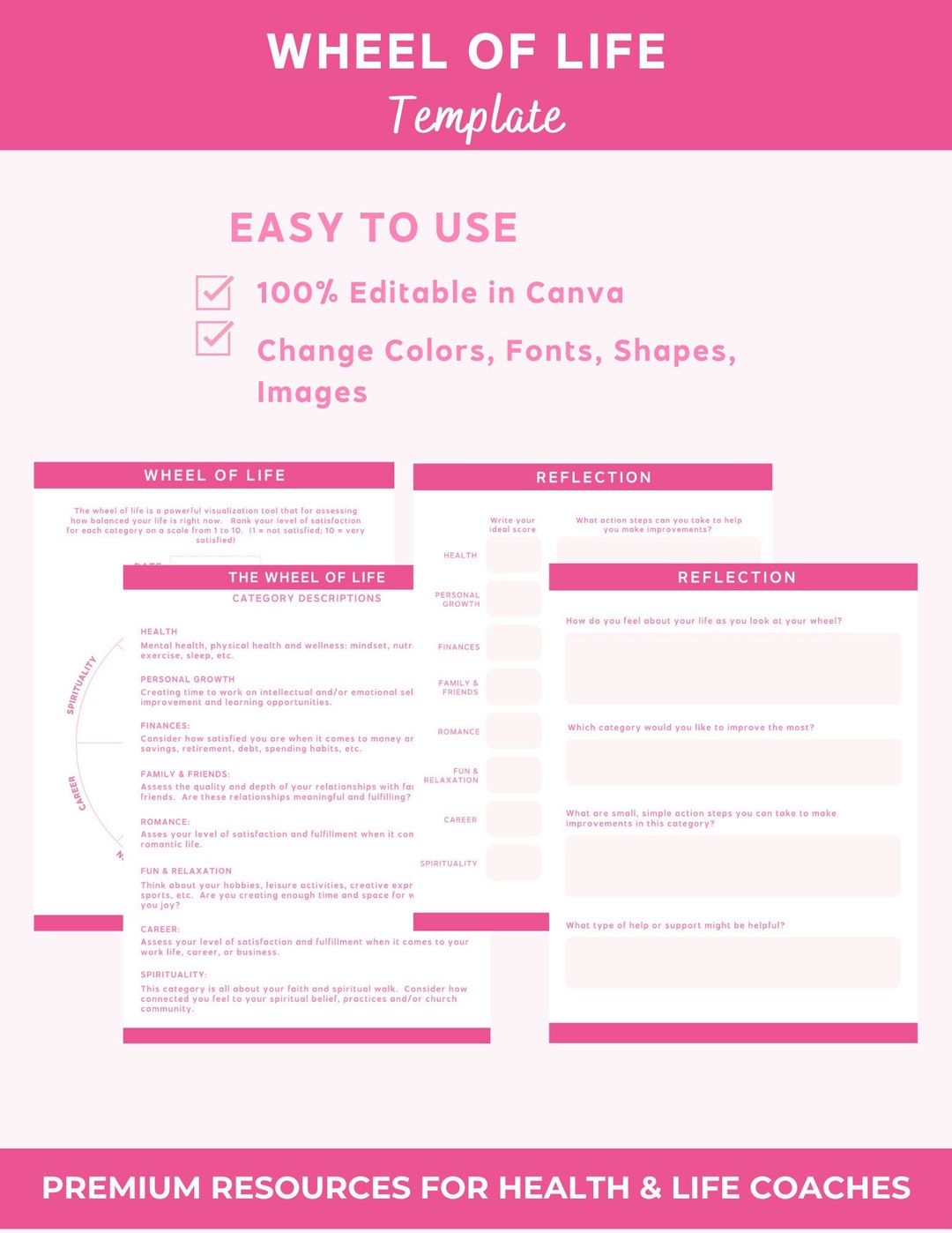 Wheel of Life TEMPLATE: Health Coaching Template | Client Worksheets ...
