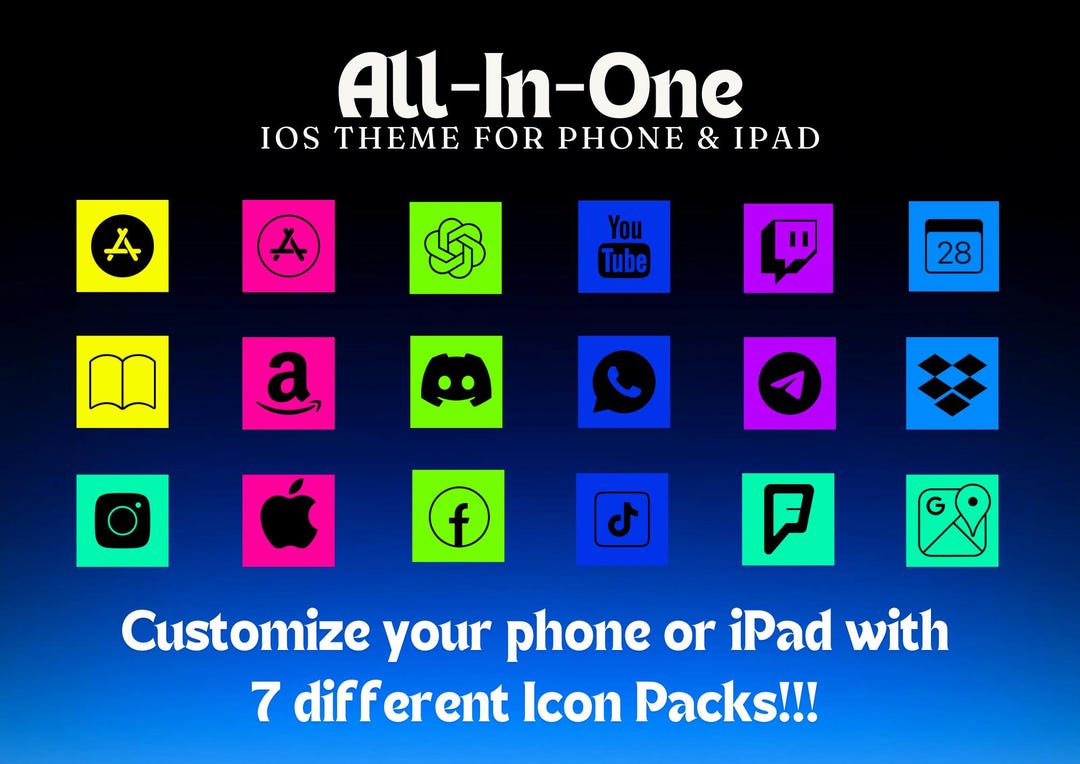 All-in-one App Icon Megapack: Blue, Green, Pink, Purple, Sky Blue, Teal ...