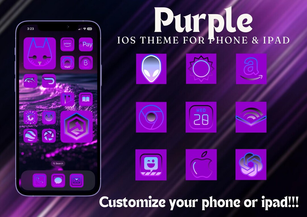 Purple Theme App Icon Set, App Icons iPhone Icons, Ios Icons, Aesthetic ...