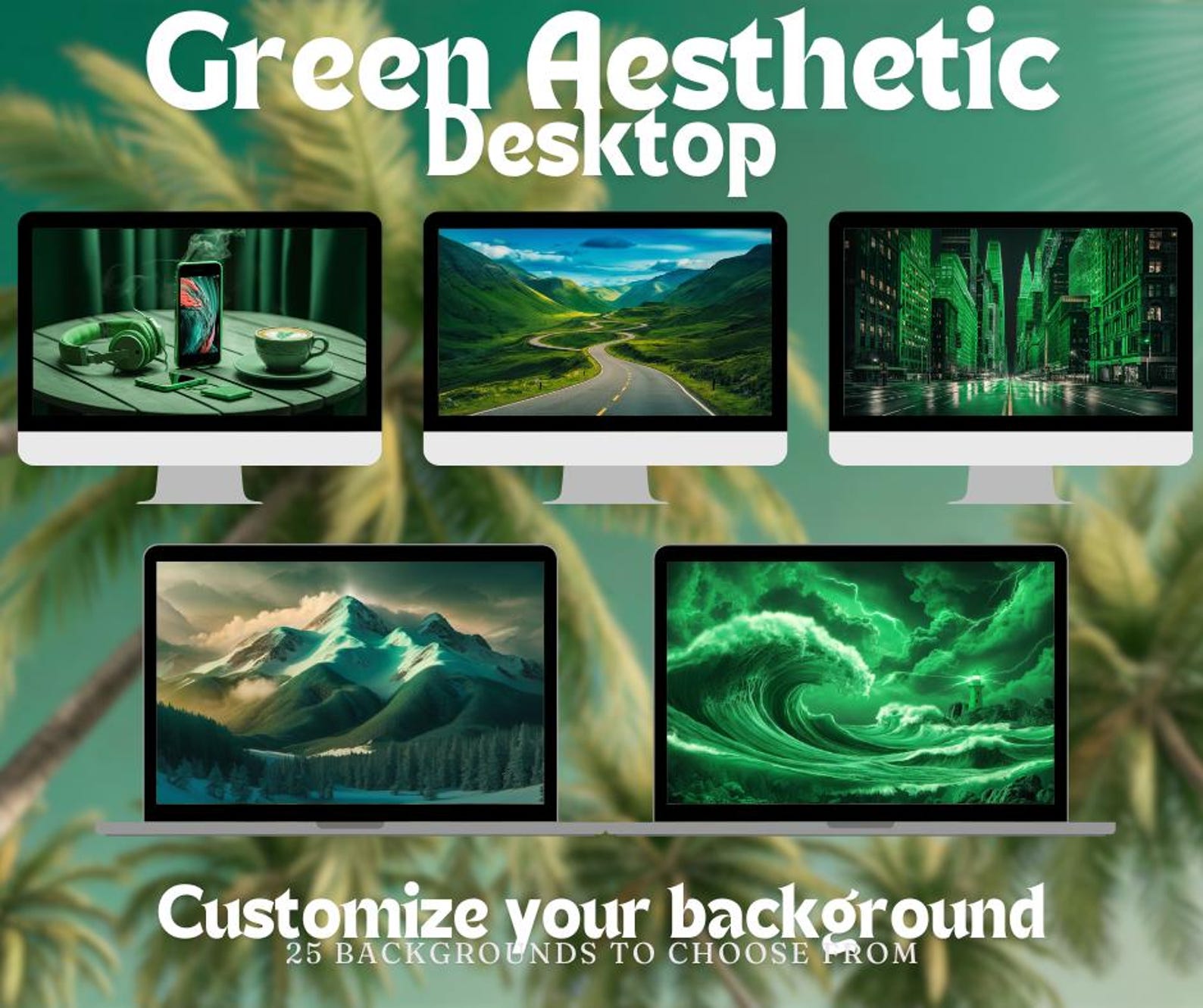 Computer Wallpapers, Computer Backgrounds, Green Aesthetic, Laptop ...