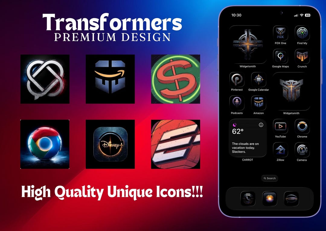 Transformers Inspired App Icon Theme Pack: Ios App Icons, Widgets ...