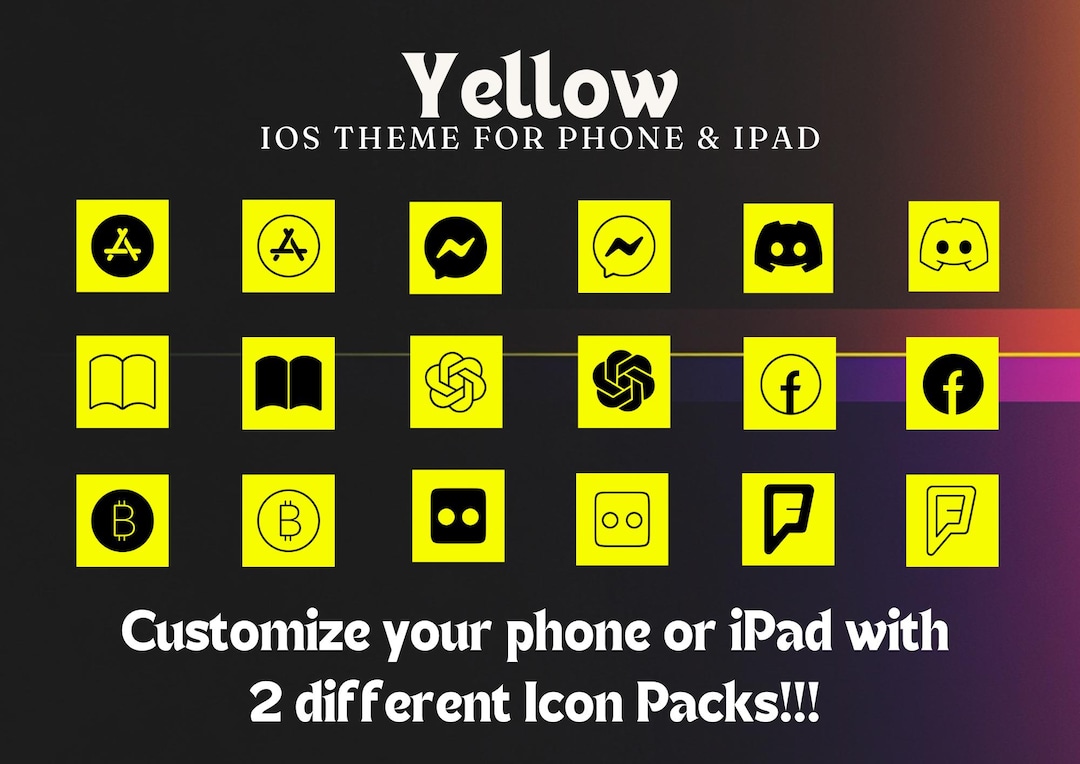 Yellow Ios App Icons, Yellow Aesthetic, App Covers, Yellow Icon Bundle ...