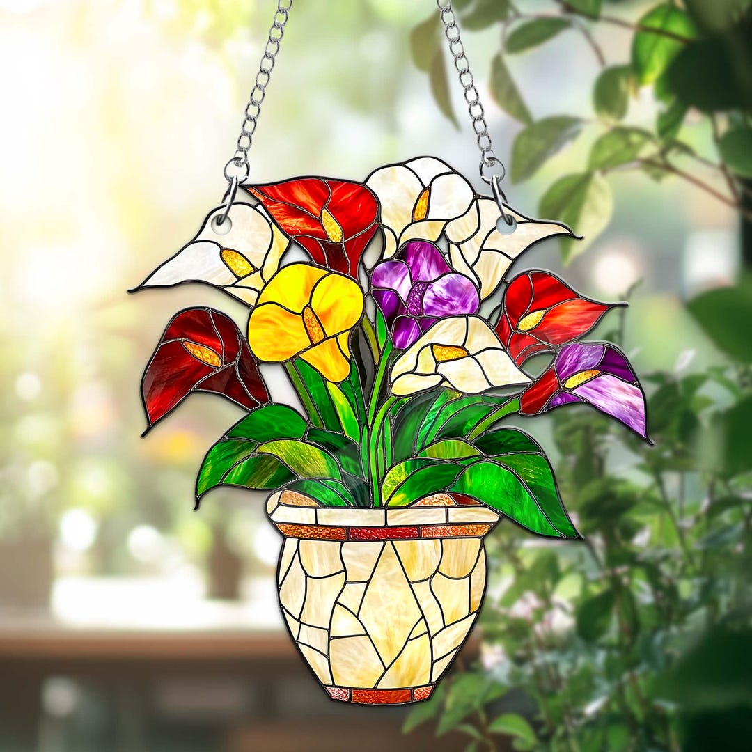 Colorful Calla Lily ACRYLIC Suncatcher Hanging Decor Home, Multicolor ...