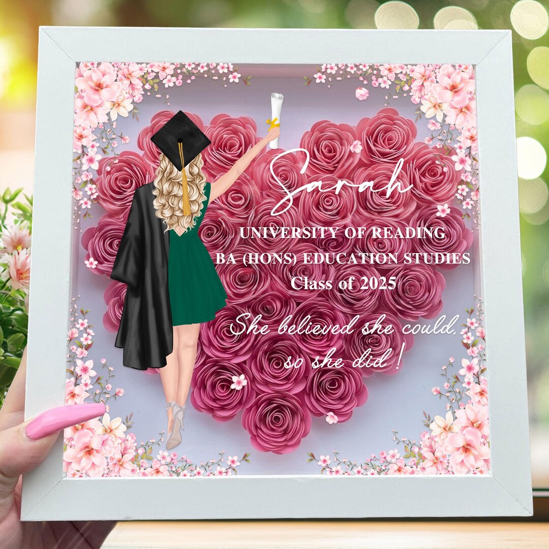 Personalized Congrats Graduation Flower Shadow Box, High School ...