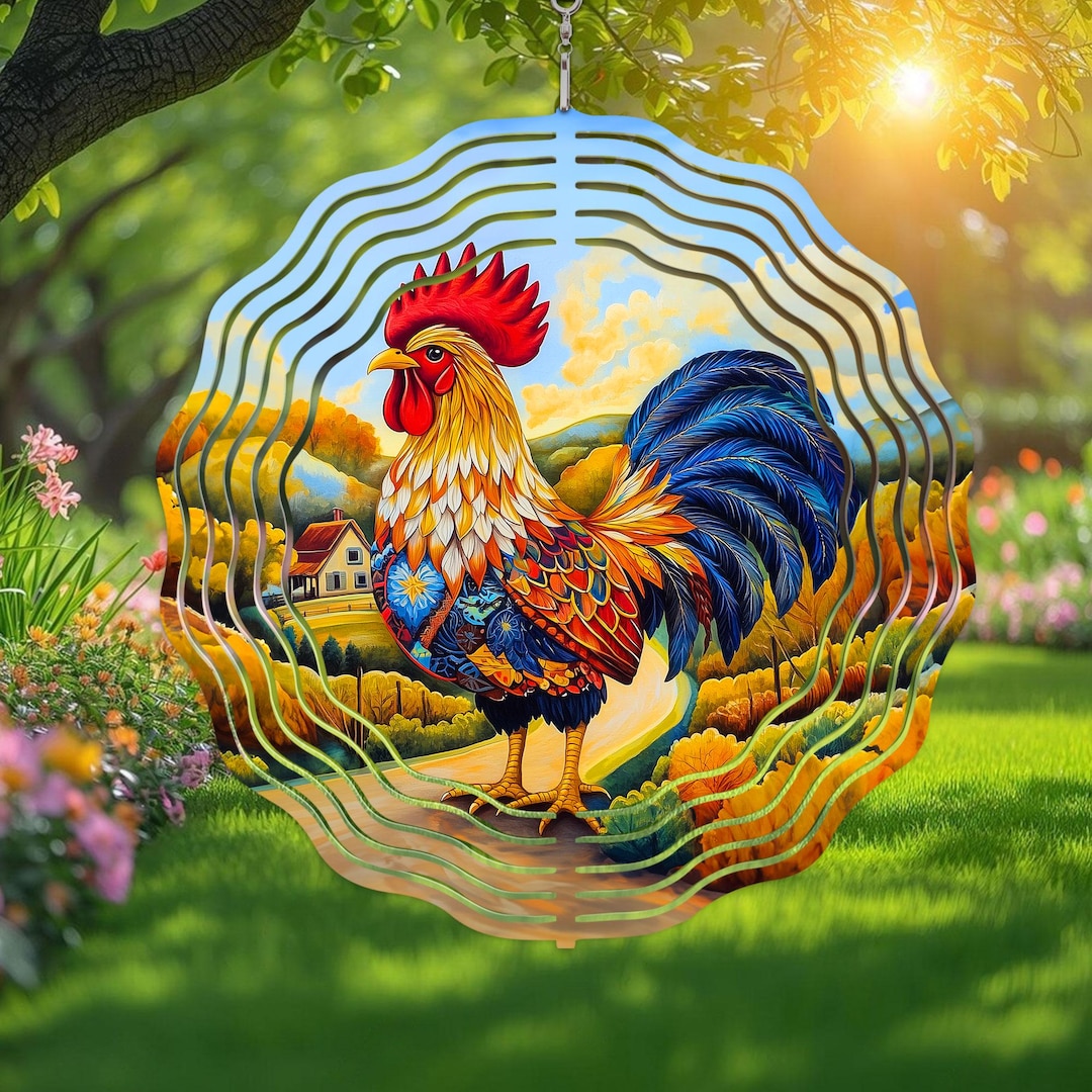 Country Roosters Wind Spinner, Farm Chickens Wind Spinner, Farm Wind ...