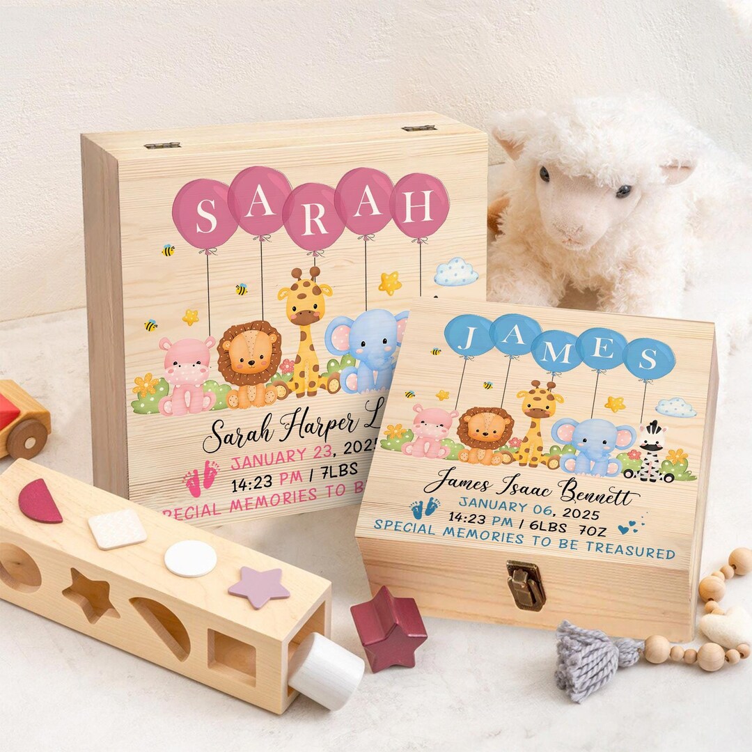 Personalized Baby Memory Box, Custom New Baby Keepsake Box, Baby Shower ...