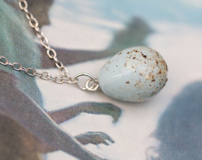 Tiny Blue Speckled Robin Bird Egg Polymer Clay Charm Pendant and ...