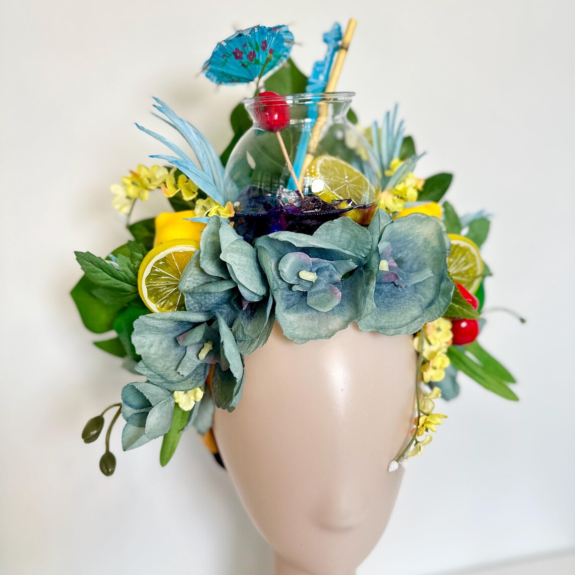 The Rum Runner Fun Tiki Headpiece With Tiki Cocktail and Lantern ...