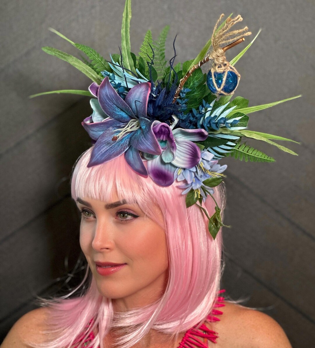 Blue Hawaiian - Tiki Oasis Blue Orchid Headpiece With LED Fisherman’s ...