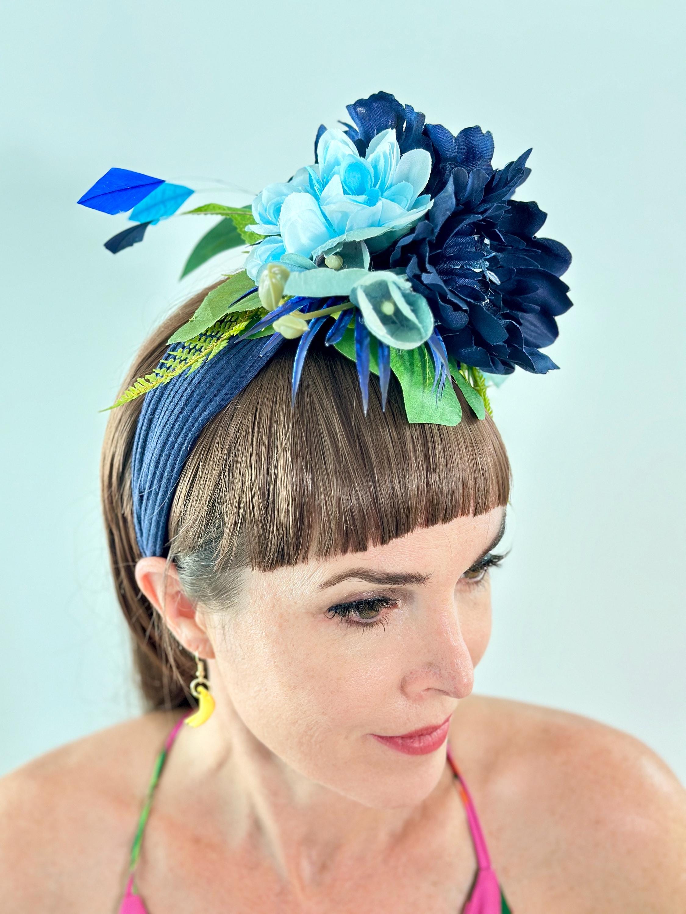 Blue Hawaiian Stunning Blue Tiki Headpiece With Floral Accents Perfect ...