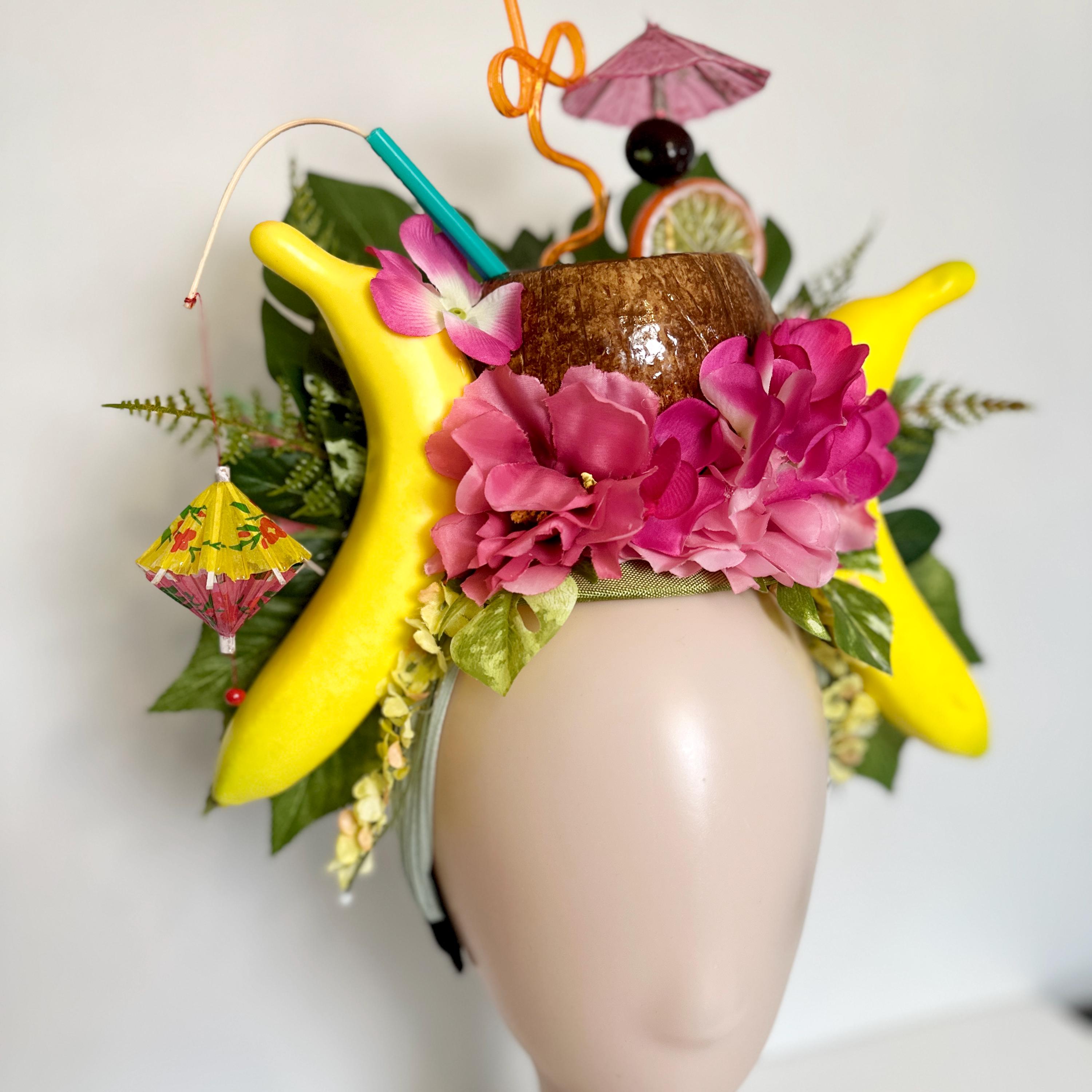 The Top Banana Fun Tiki Headpiece With Coconut Drink and Lantern ...