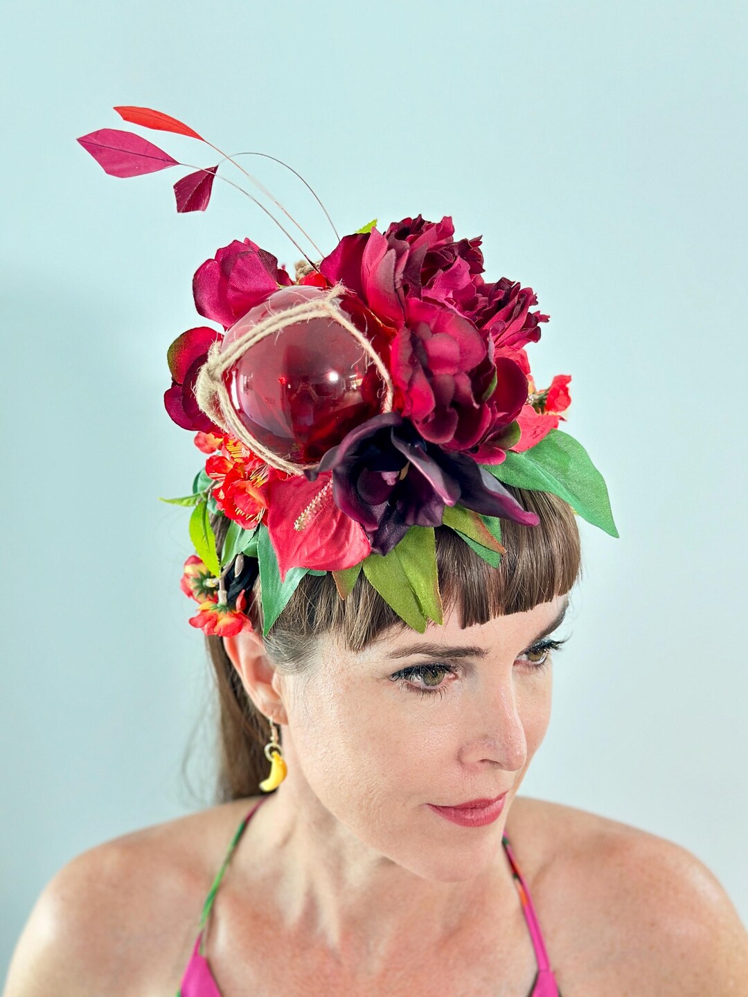 Red Dwarf Tiki Hat With Flower Fisherman's Floats Tropical Headband for ...