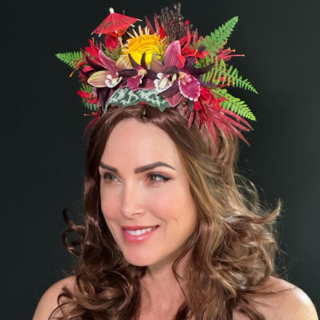 Red Lantern - LED Puffer Fish Tiki Headpiece – Red Crown for Tiki Oasis ...