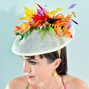 Jungle Bird Tropical Tiki Hat With Colorful Floral Accents Perfect for ...