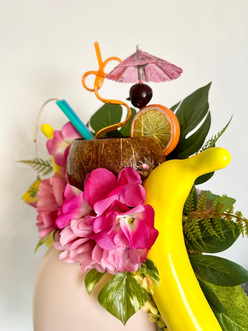 The Top Banana Fun Tiki Headpiece With Coconut Drink and Lantern ...