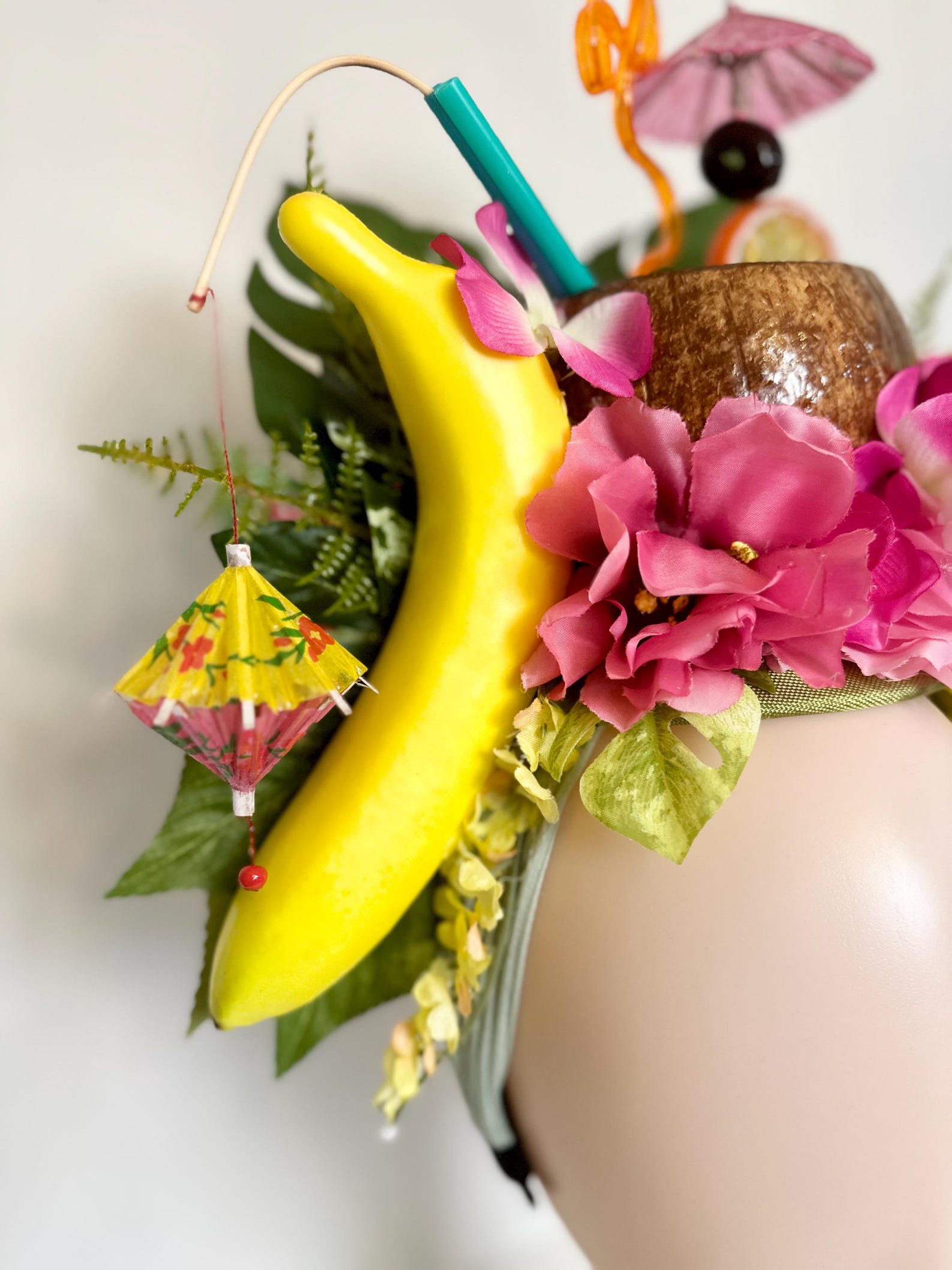 The Top Banana Fun Tiki Headpiece With Coconut Drink and Lantern ...