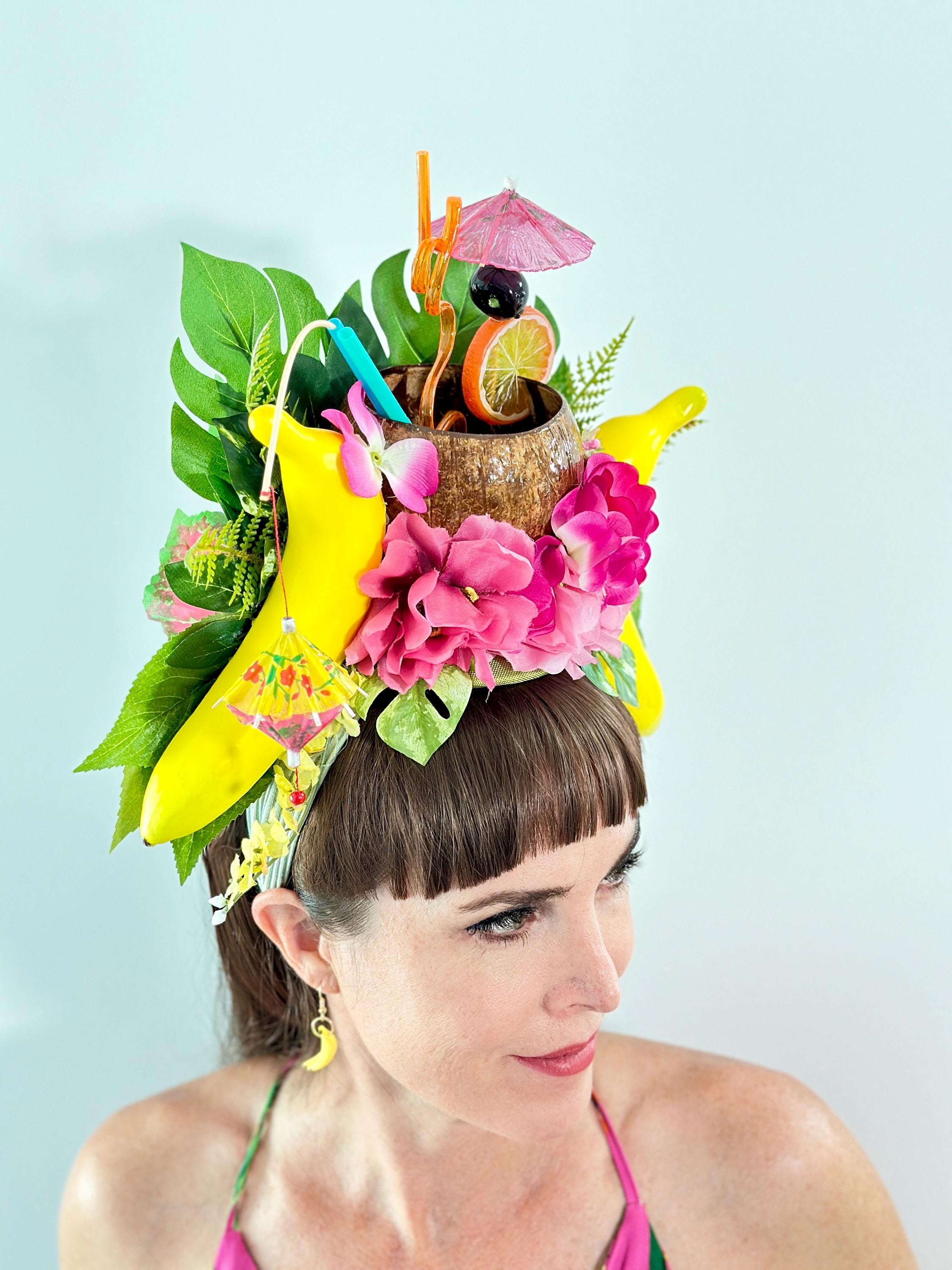 The Top Banana Fun Tiki Headpiece With Coconut Drink and Lantern ...