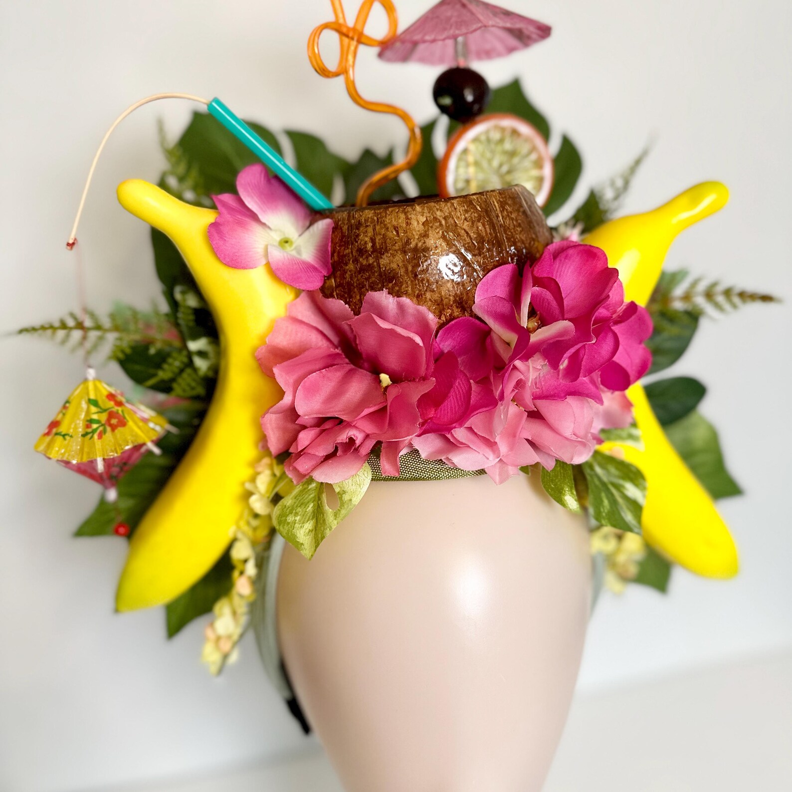 The Top Banana Fun Tiki Headpiece With Coconut Drink and Lantern ...