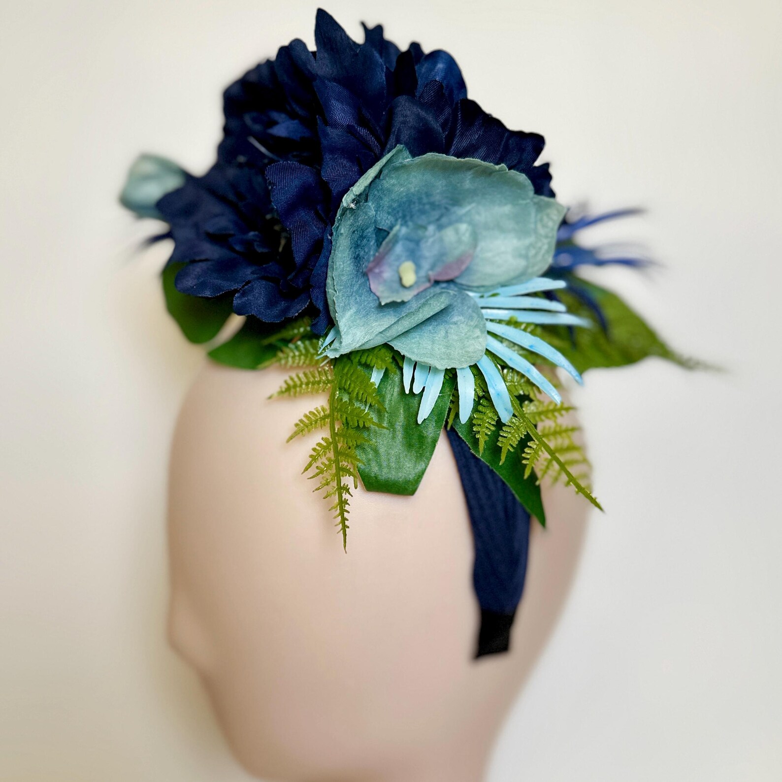 Blue Hawaiian Stunning Blue Tiki Headpiece With Floral Accents Perfect ...