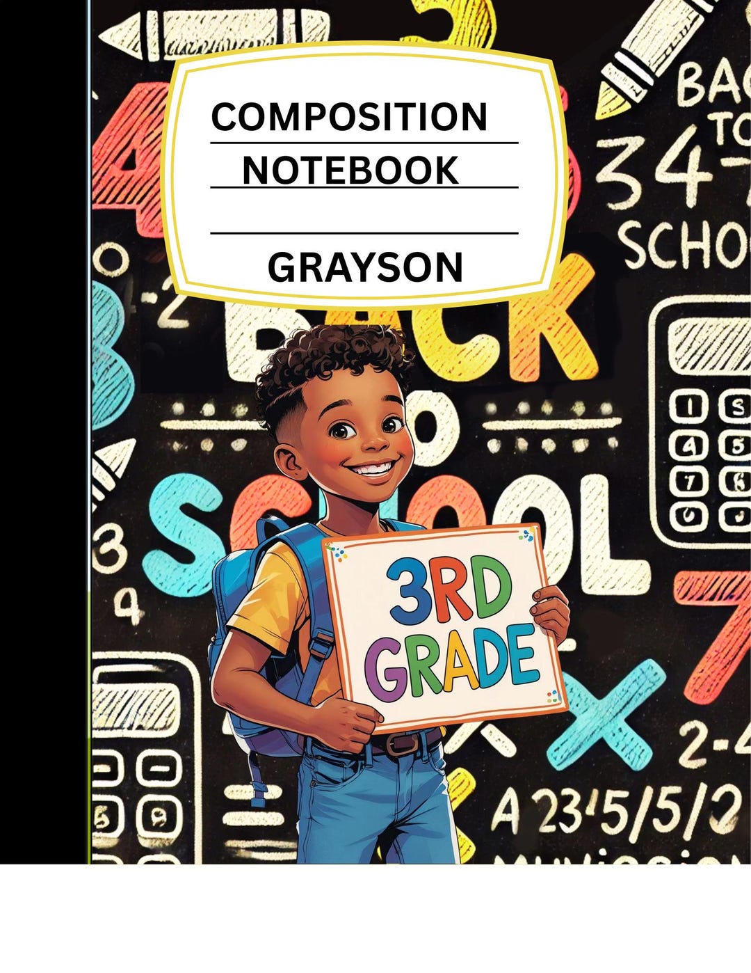 Editable Kids Composition Notebook Cover Template - Etsy