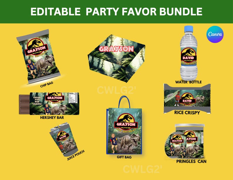 Dinosaur Party Favor Bundle Template - Etsy