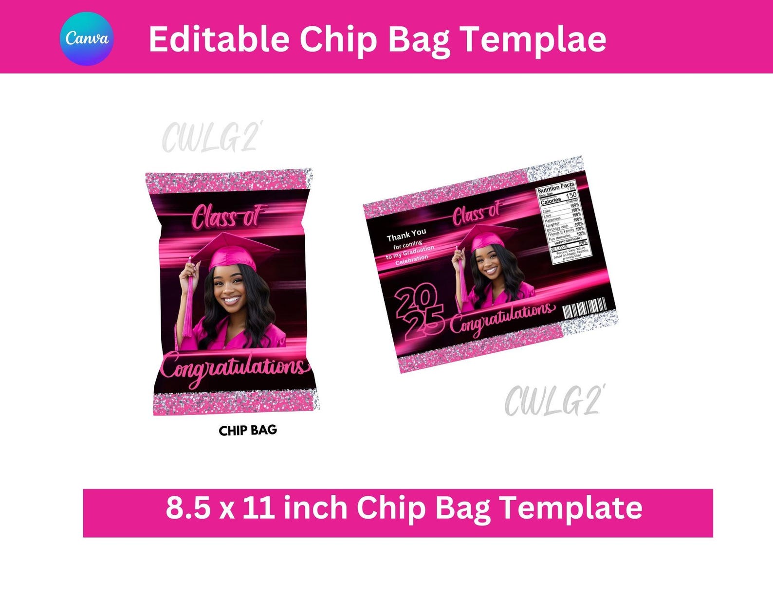 2025 Graduation Chip Bag Template - Etsy