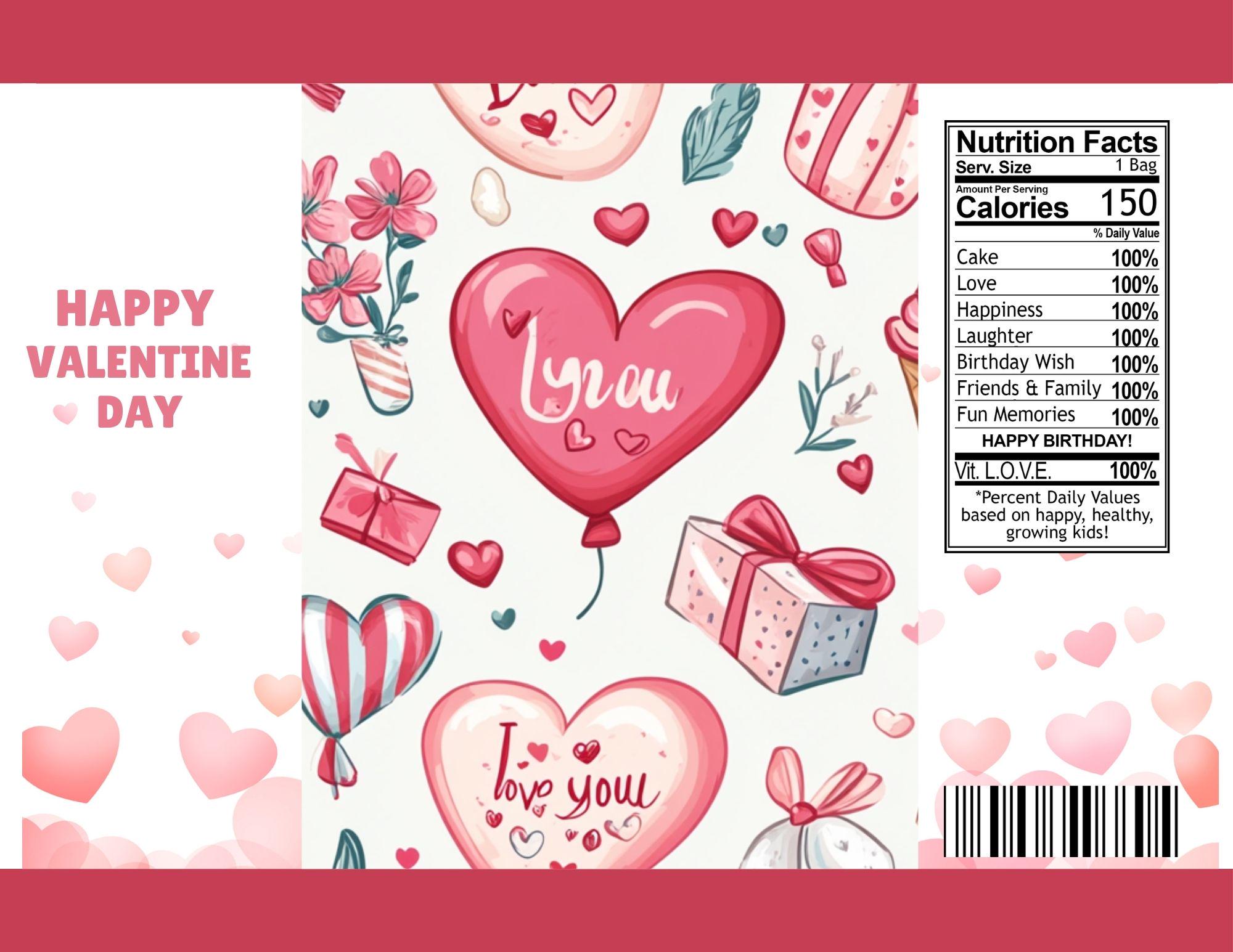 Valentines Chip Bag Template - Etsy