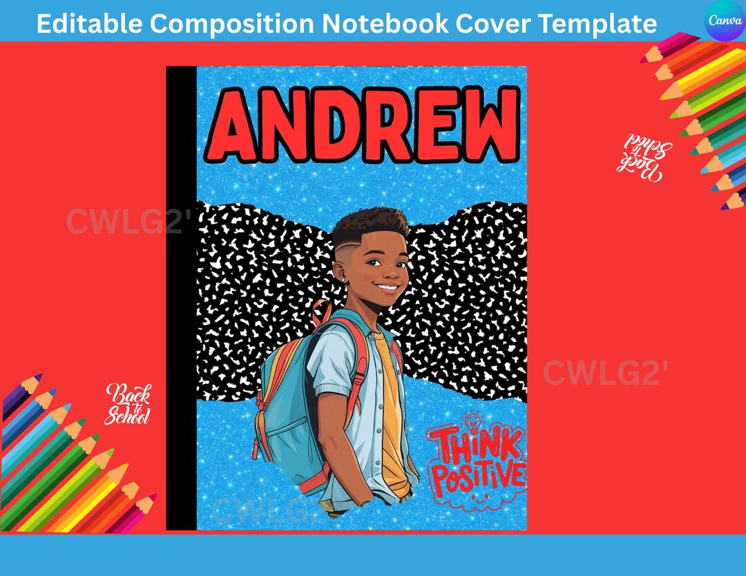 Editable Kids Composition Notebook Cover Template - Etsy