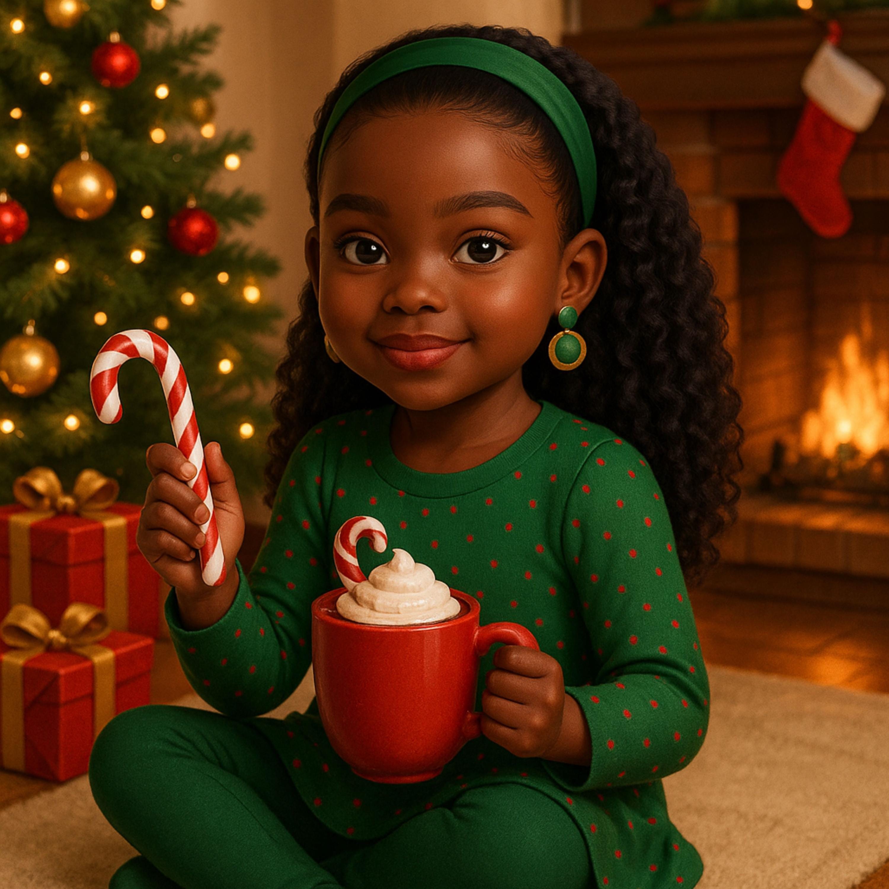 Christmas Black Girl Clipart PNG - Etsy