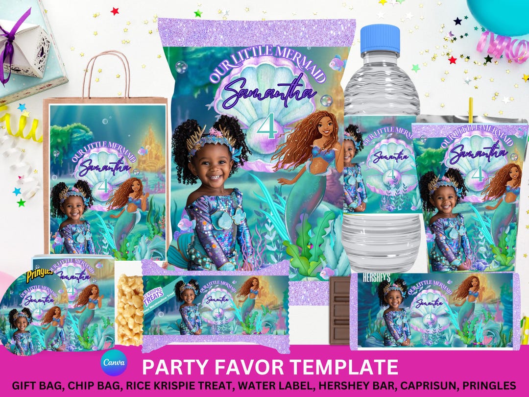 Editable Mermaid Party Favor Bundle Template - Etsy