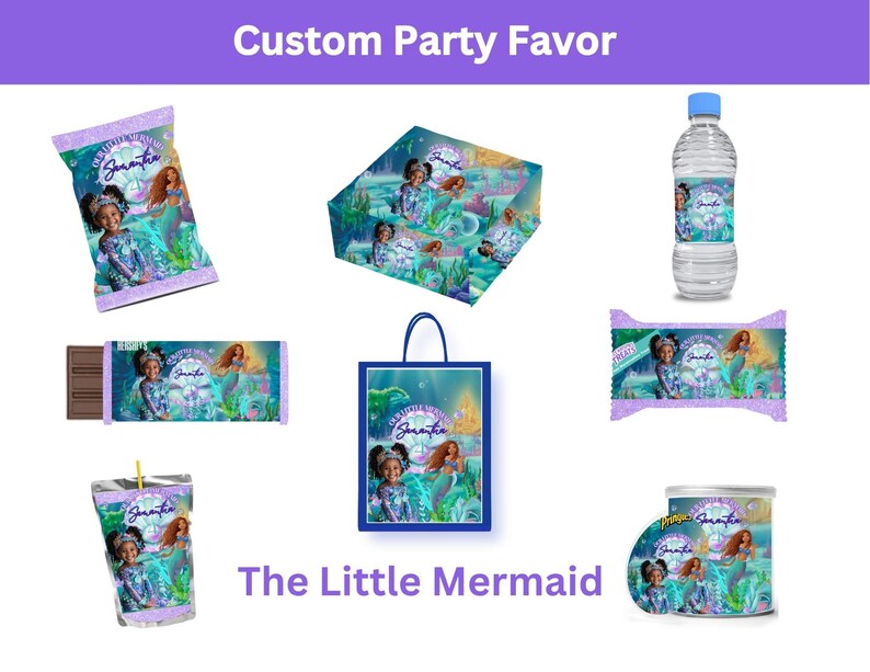 Editable Mermaid Party Favor Bundle Template - Etsy