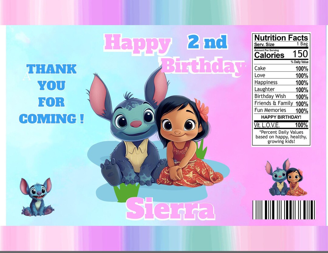 Lilo and Stitch Chip Bag Template - Etsy