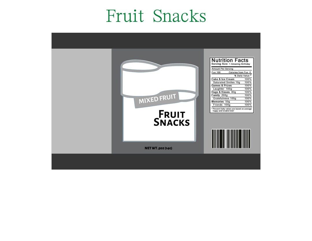 FRUIT SNACK TEMPLATE - Etsy