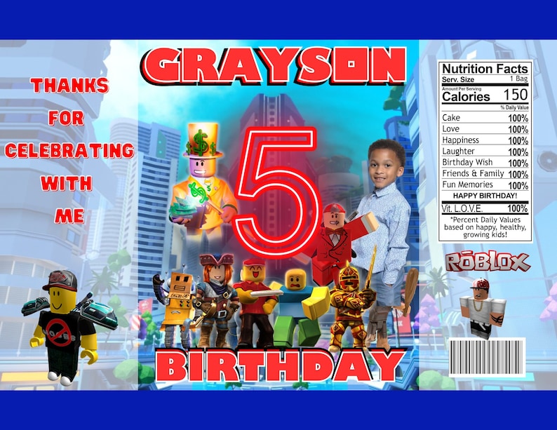 Roblox Birthday Party Favor Chip Bag Template - Etsy