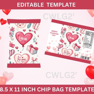 Valentines Chip Bag Template - Etsy
