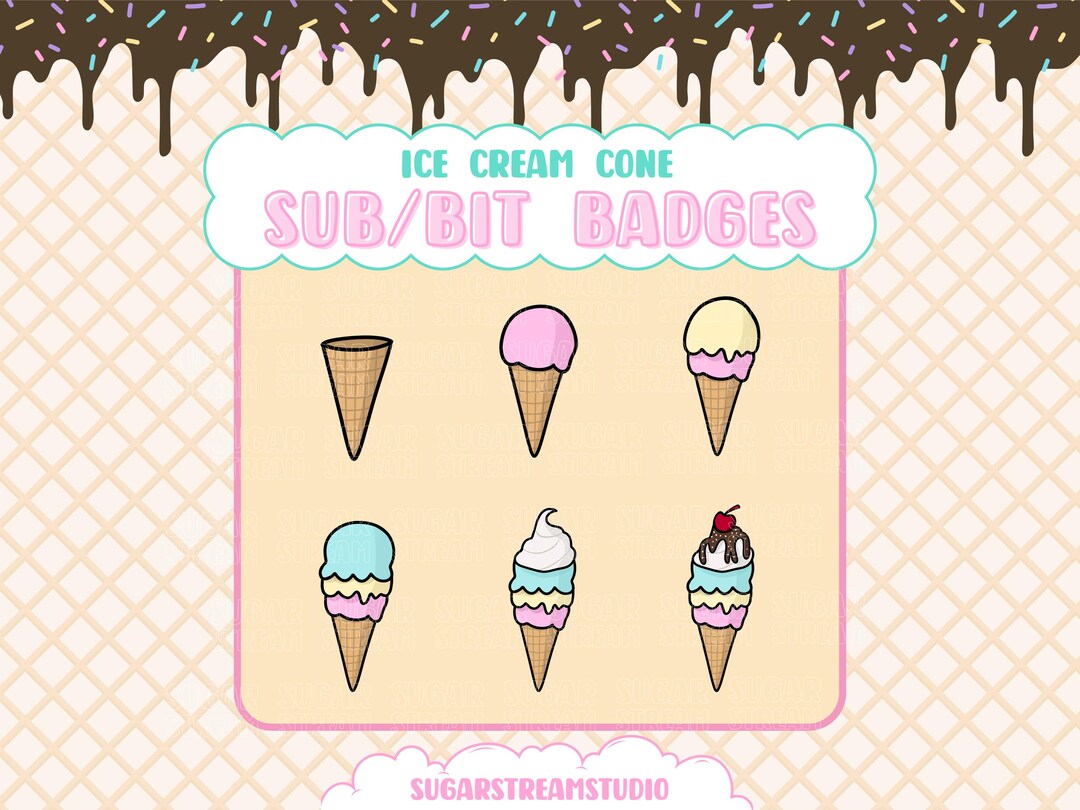 Ice Cream Cone Twitch Sub Badges Set of Badges Cute Twitch Discord ...