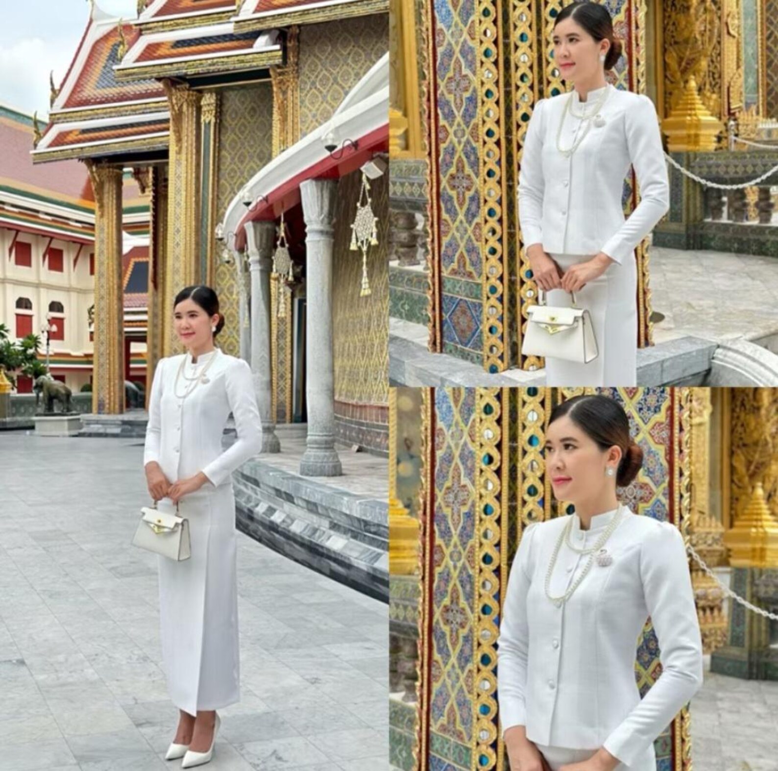 Modern Traditional Thai White Long Sleeve Top Long Sarong Skirt Bridal ...