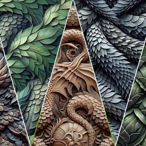 Dragon Scales Seamless Digital Paper, Dragon Leaf, Dragonscale Pattern ...