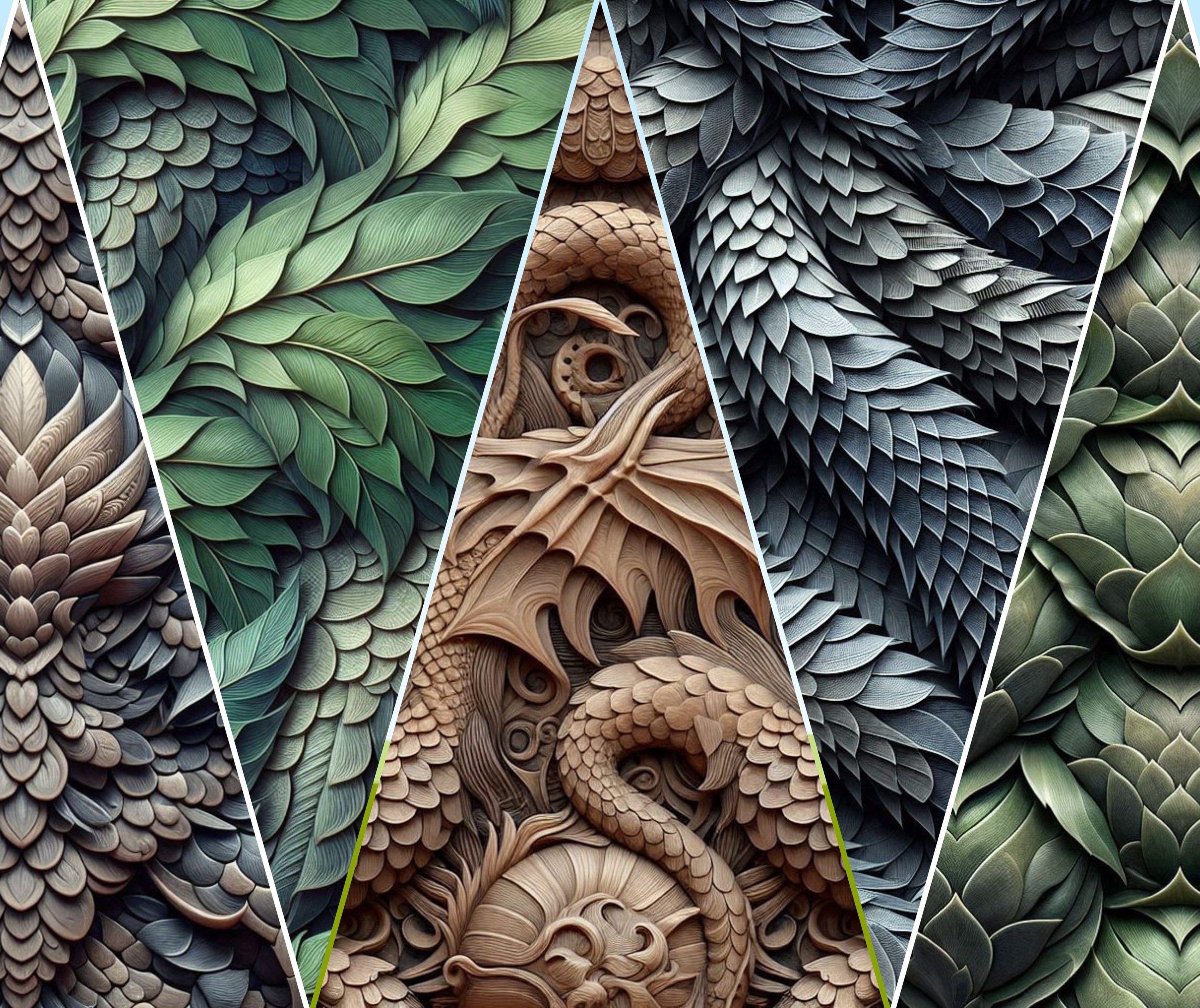 Dragon Scales Seamless Digital Paper, Dragon Leaf, Dragonscale Pattern ...
