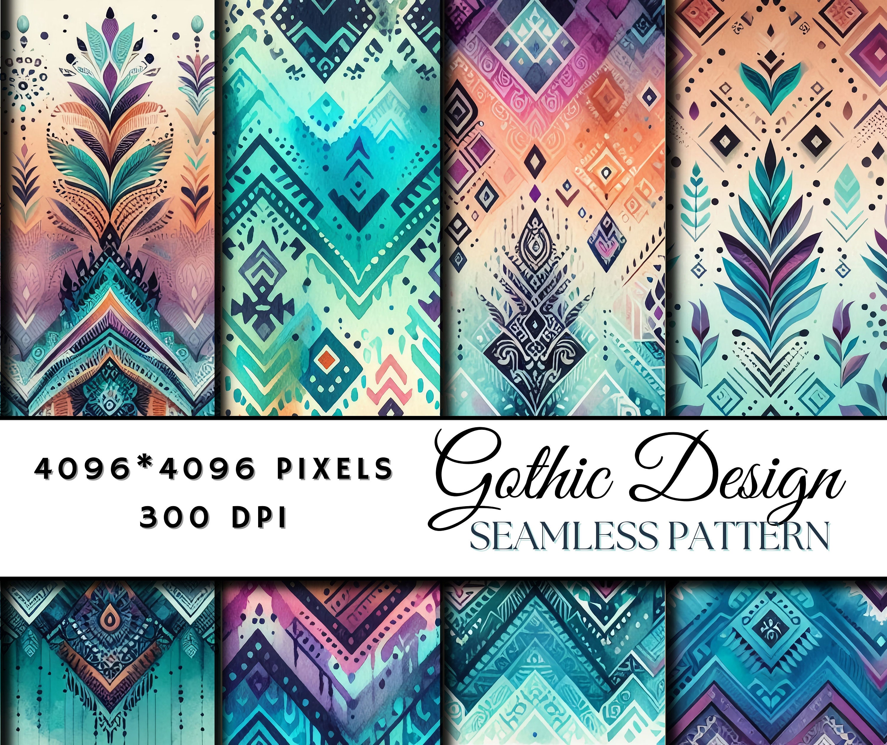 Gothic Pattern, Seamless Texture, Seamless Pattern, 4 Digital Papers ...